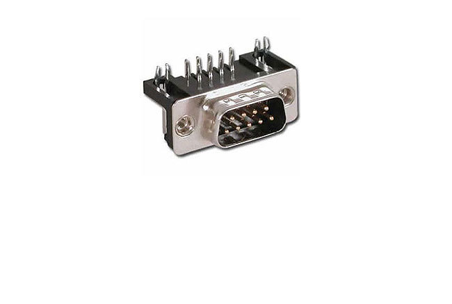 9 Position D-Sub Plug, Male Pins Connector 9 Right Angle Bulk Package ...
