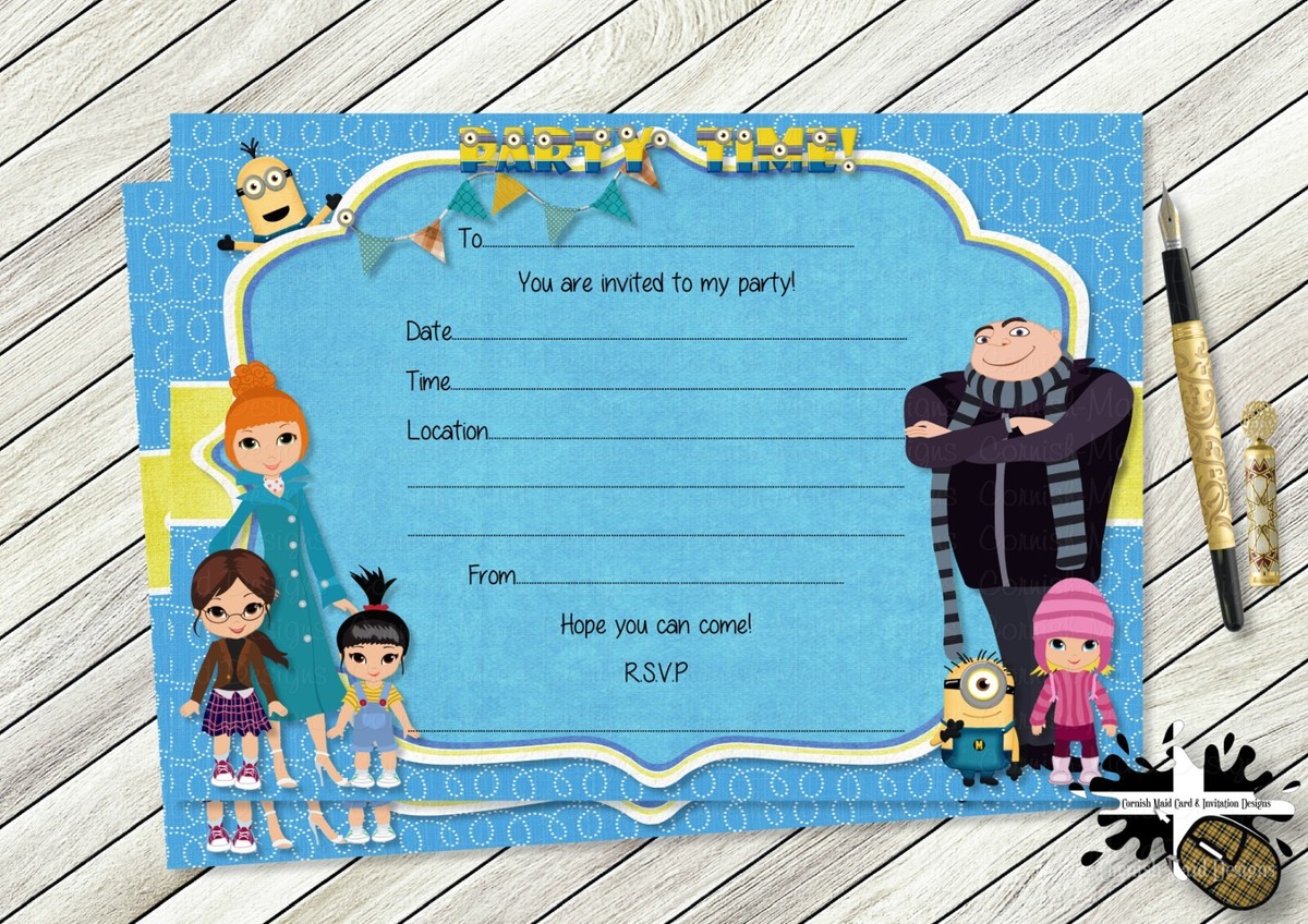 Despicable Me Birthday Card Template Minion Birthday PSD, High Quality