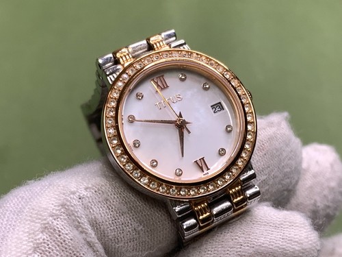 Titus Date White/shell Dial crystal Bezel Two Tone s/s 3 Atm Women ...
