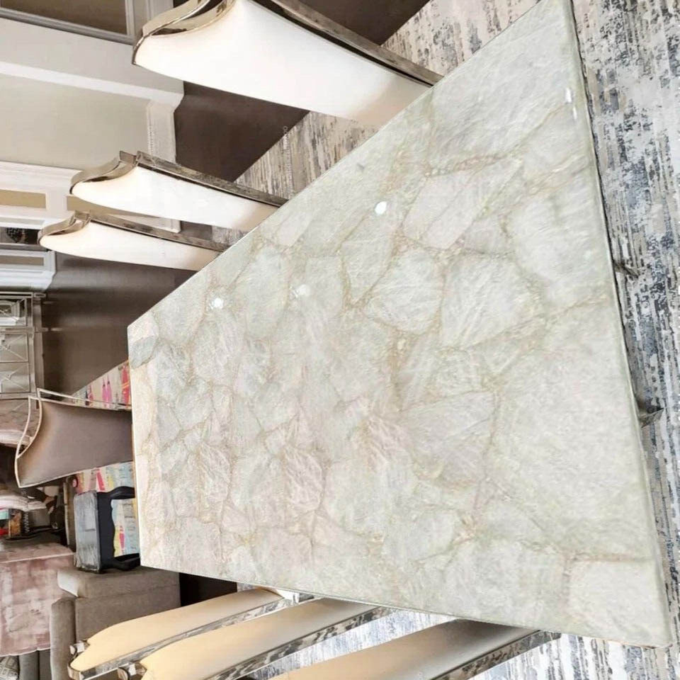 24"x36" Luxurious White Quartz Dining Table Top Console Bar Home ...