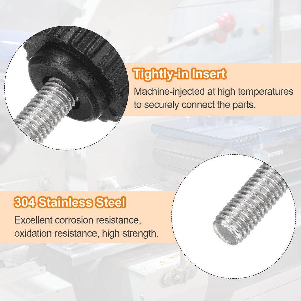 6pcs Knurled Clamping Knob Thumb Screws M8 x 80mm Metric Thread 28mm ...