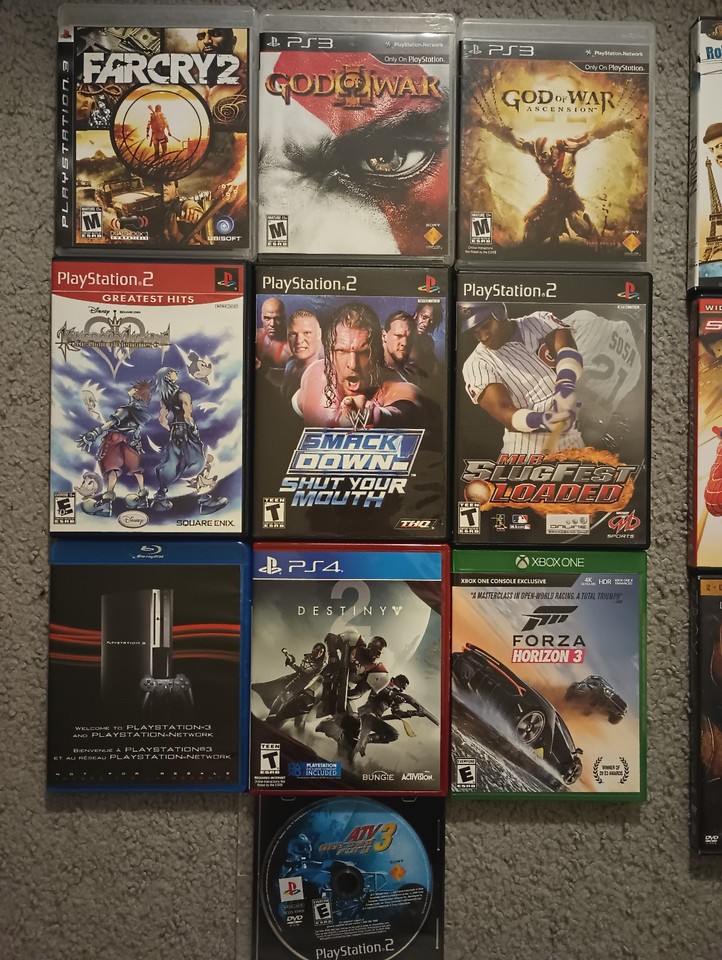 Video Game Lot PS2 PS3 PS4 XBox/ DVD Lot- Smackdown, God of War, Forza ...