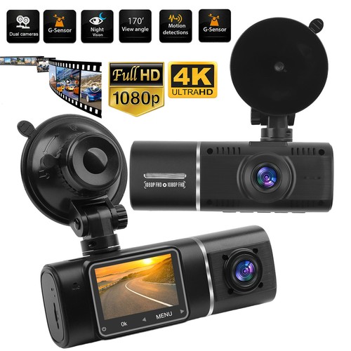 4K UHD 1080P Dual Dash Cam Front Inside GPS Car DVR Recorder Camera ...