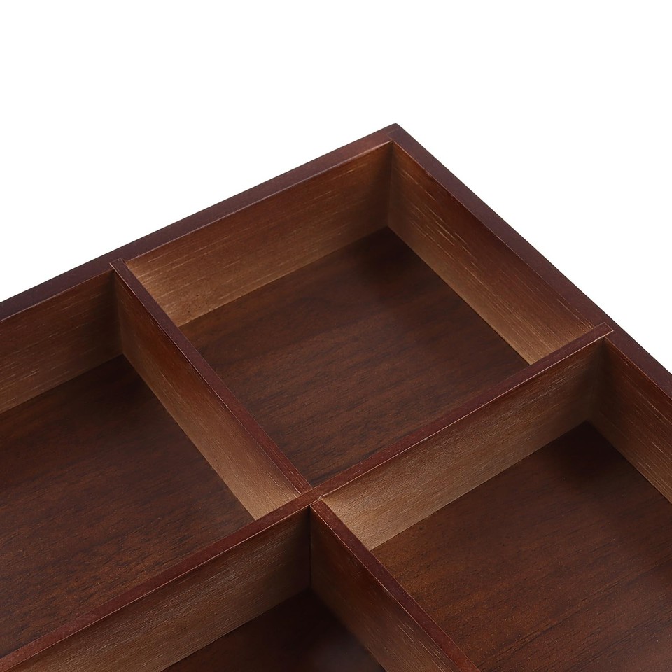 2 PCS Multi Compartment Wooden Tray, Divided Wooden Tray, Serving Tray ...