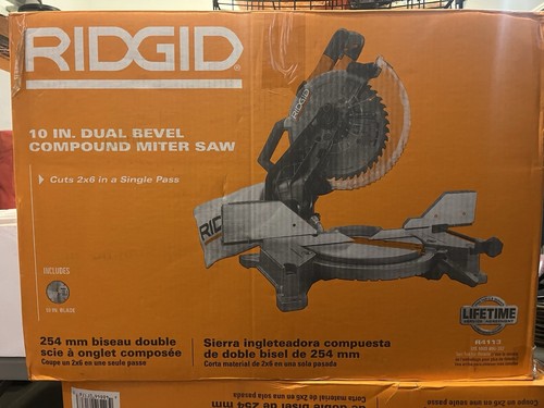RIDGID R4113 15 Amp 10 inch Dual Miter Saw with LED Cut Line Indicator ...