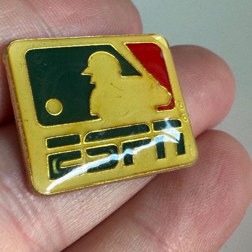 Vintage ESPN MLB Batter Logo Enamel Lapel Pin Gold Tone Sports Media | eBay