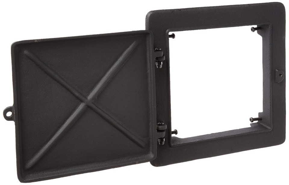 8x8 Inch Black Cast Iron Hinged Clean Out Door with Bolt Closure System ...