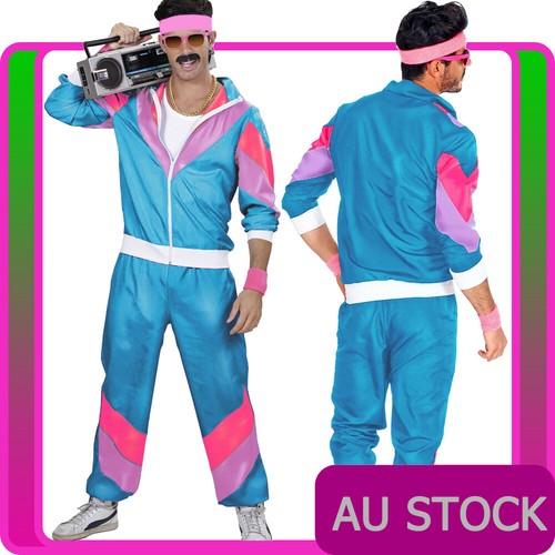 Mens 80s Costume Height Fashion Scouser Tracksuit Shell Suit Blue 1980s ...