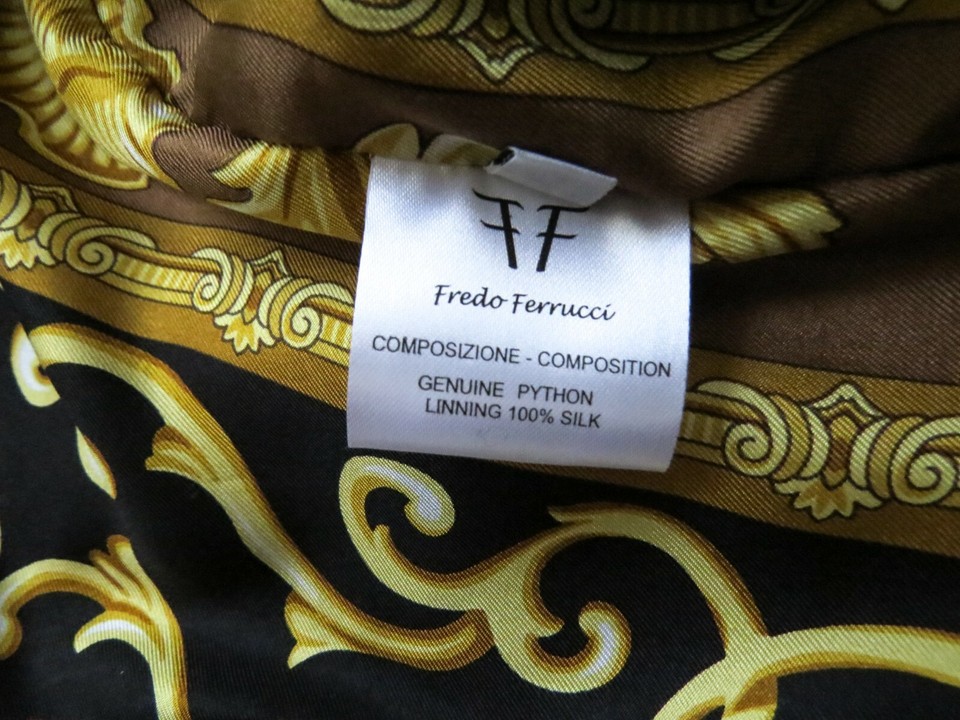 $13450 FREDO FERRUCCI Brown 100% Genuine Python Leather Jacket Size 54 ...