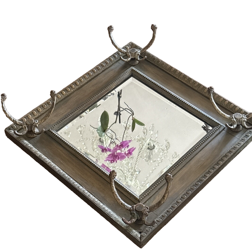 Antique Framed Wall Mirror Hat Rack Diamond Shaped Beveled Mirror Metal ...