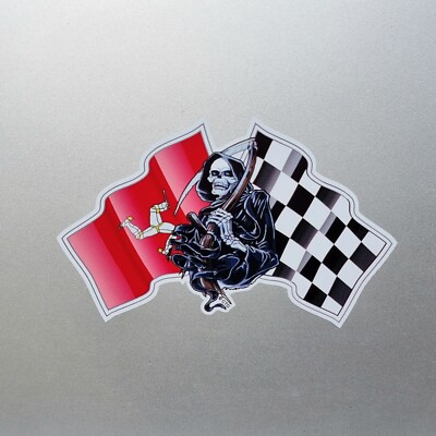 Isle of Man Flags With Grim Reaper Vinyl Sticker Decal For Car 130x80mm ...