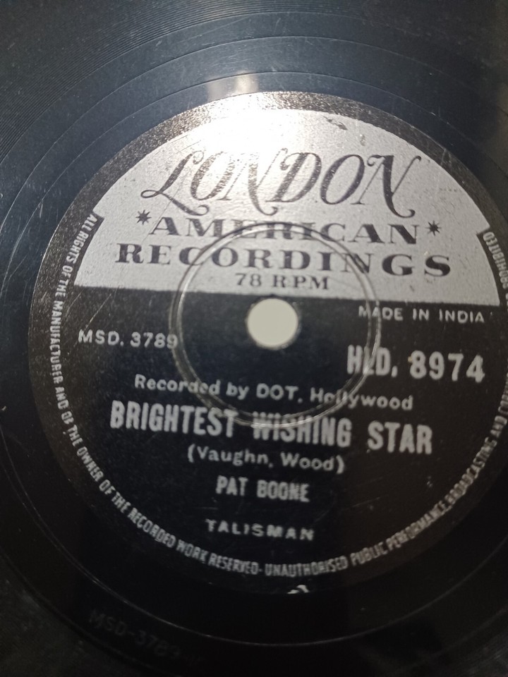 Pat BOONE brightest star/fool's hall fame RARE 78 RPM RECORD INDIA ...