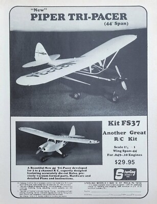 Piper Tri-Pacer Vintage Print Ad by Sterling Models Kit FS37 44" Span ...