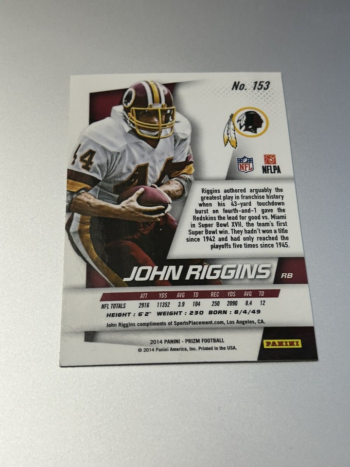 2014 Panini Prizm Football Card #153 John Riggins Washington Redskins ...