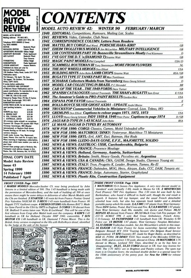 Model Auto Review 42 LSR Jaguar D Type Automany Bugatti Eheim Ford 49 ...