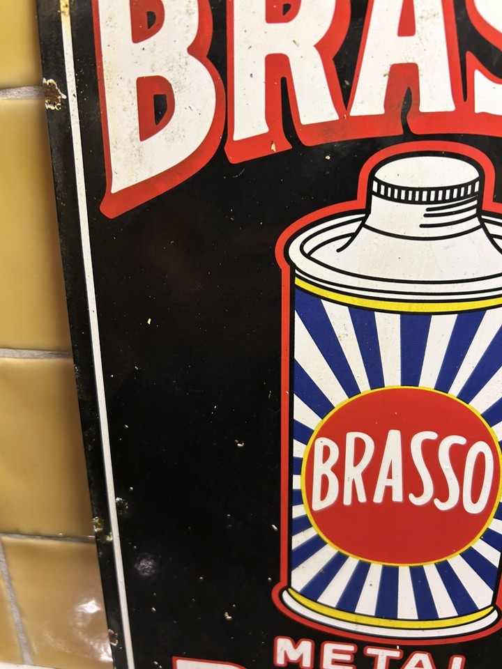 Brasso Metal Polish Enamel advertising Sign Lovely Rare lovely | eBay UK