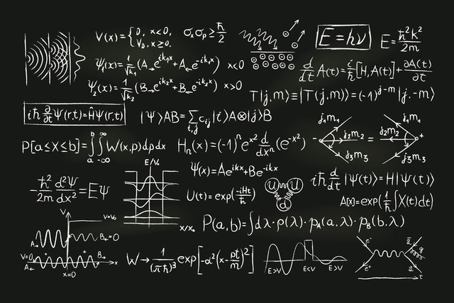Quantum Physics Formula Blackboard Illustration Art Print Poster 18x12 ...
