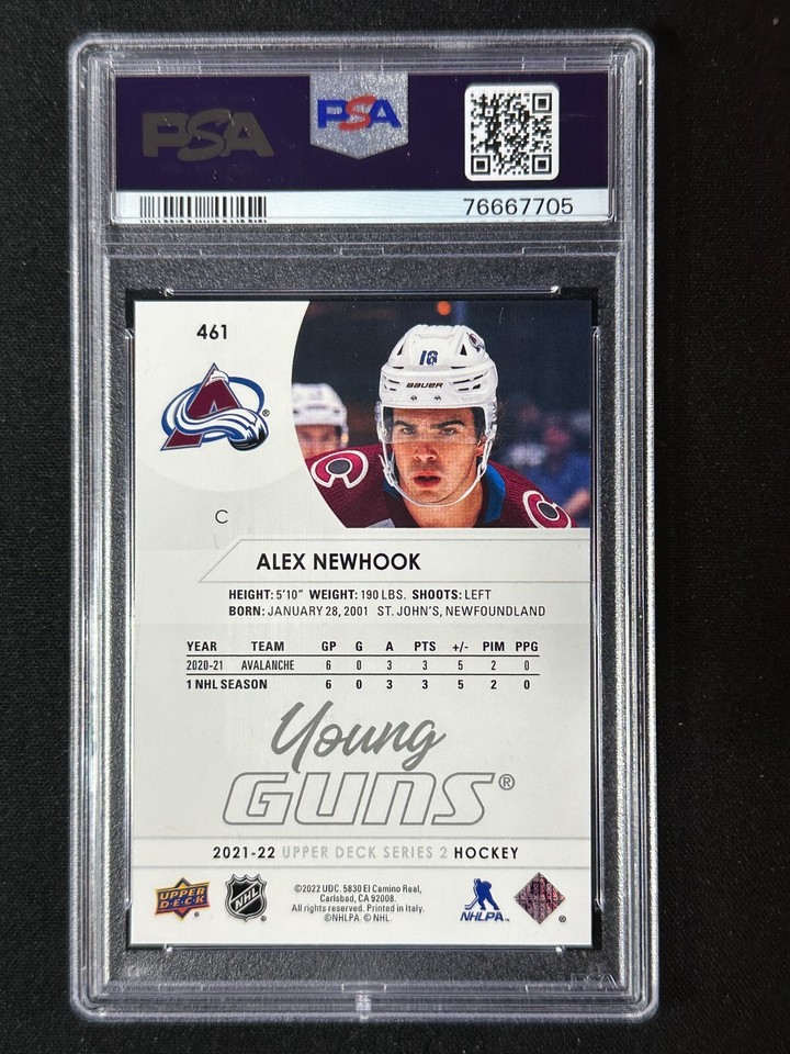 Alex Newhook YG RC 2021-22 Upper Deck #461 Rookie Colorado Avalanche ...