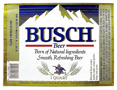 Anheuser-Busch BUSCH BEER label MO 32oz - Non Returnable bottle Var. #2 ...