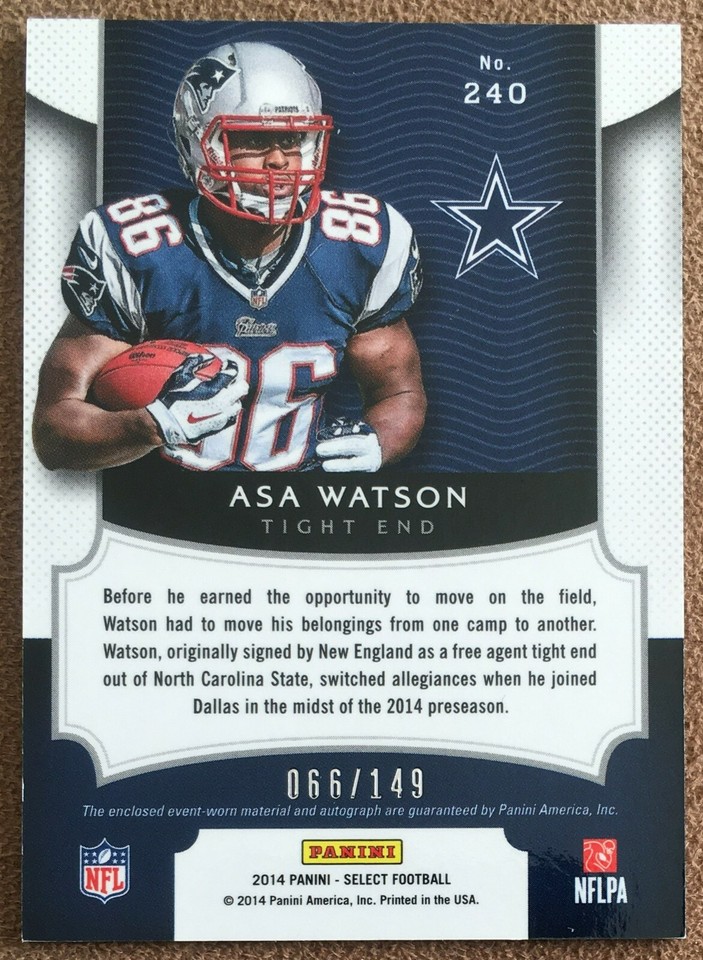 Asa Watson 2014 Panini Select Rookie Autograph Jersey #240 /149 ...