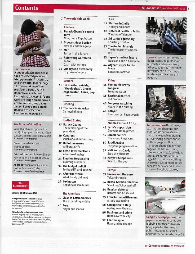 Economist Magazine Barack Obama Asia Google vs. Newspapers Making Work ...