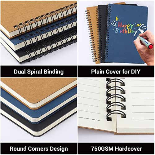 Students Ruled Spiral Notebook A5 6 Packs 5.5"x8.3" 120 Pages Lined ...