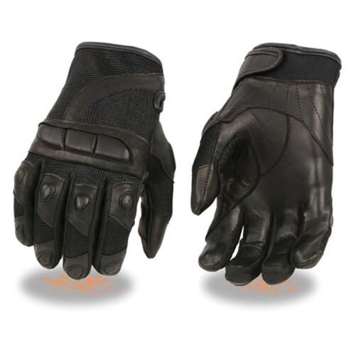 Womens Black Leather & Mesh - Motorcycle Rider Gloves Gel pad Biker ...