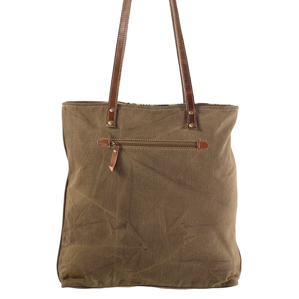 KB OHLAY KB194 TOTE Upcycled Wool Canvas Genuine Leather women bag ...
