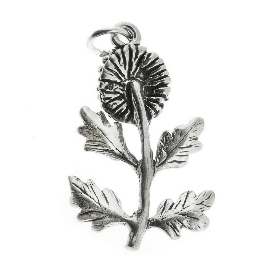 Dandelion Flower Large 3D 925 Solid Sterling Silver Charm Pendant MADE ...
