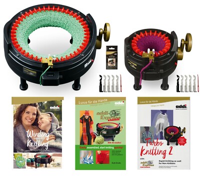 2 ADDI KNITTING MACHINES WITH 3 PATTERN BOOKS AND ACCESSORIES | eBay
