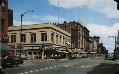 Holyoke, Massachusetts MA High Street looking north Chrome Vintage ...