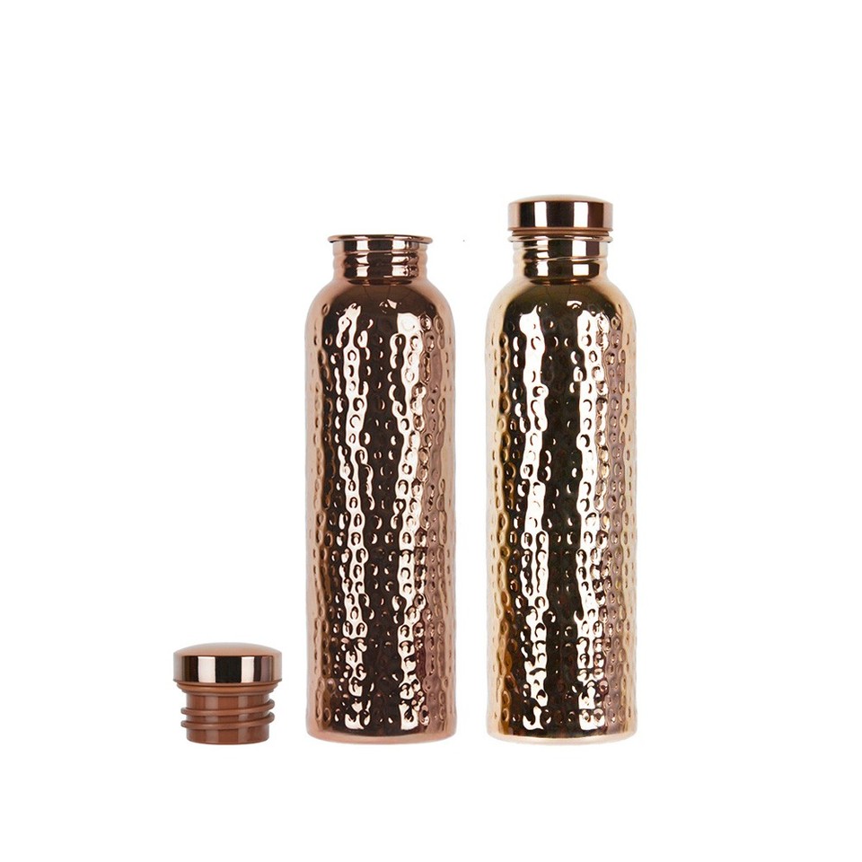 Pure Copper Water Bottle 800ml Leak Proof Ayurveda Benefit Fitness ...