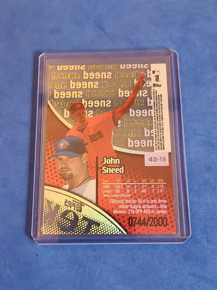 2000 John Sneed /2000 Topps Tek Rookie Rc #42 Pattern 18 Yellow | eBay