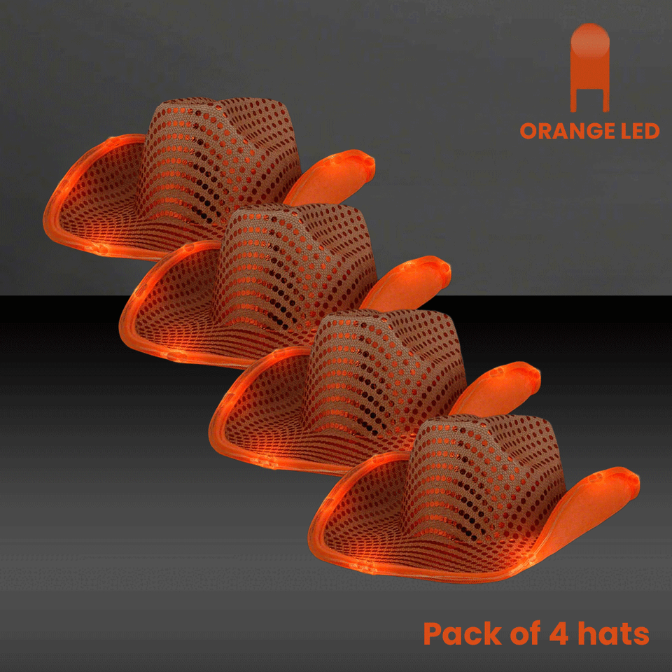 Cowboy Hat Light Up Colorful Flashing LED Fun Light Up Hat - Party ...