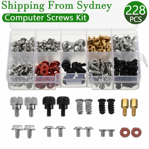 228Pcs Computer PC Screws Kit with Case Motherboard CD-ROM Hard Disk ...
