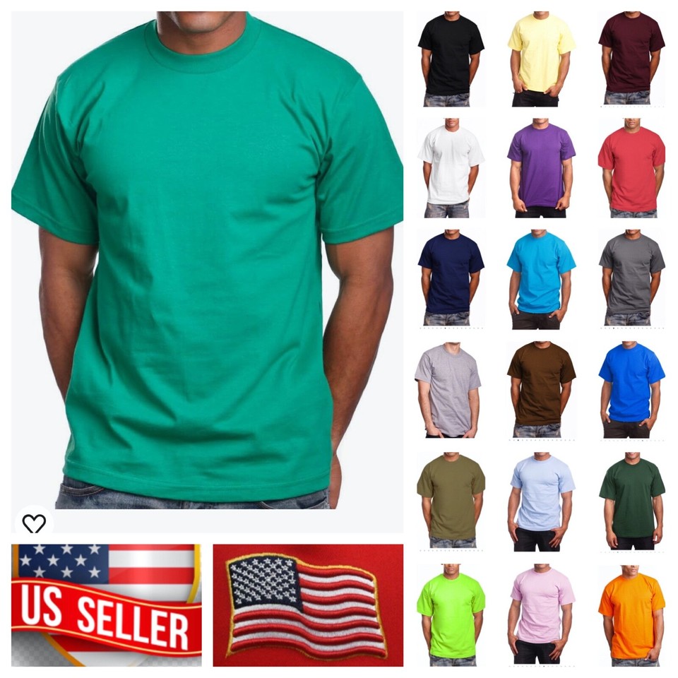 Men T-Shirt Lot MAX HEAVY WEIGHT Crew Neck S-7X LT-5XLT Big Tall Plain ...