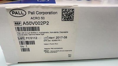 Pack of 2: Pall A50V002P2 Acro 50 Filters 0.2 µm, Hose Barb | eBay