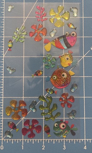 2012 Sticko Metallic Fish Stickers Glitter Aquarium Coral Bubbles ...