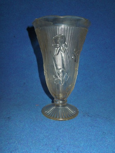 Vintage Depression Glass Iris pattern Vase 9" | eBay