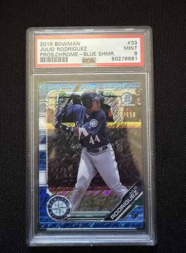 2019 Bowman Chrome 1st Rookie Julio Rodriguez Blue Shimmer 088/150 PSA ...