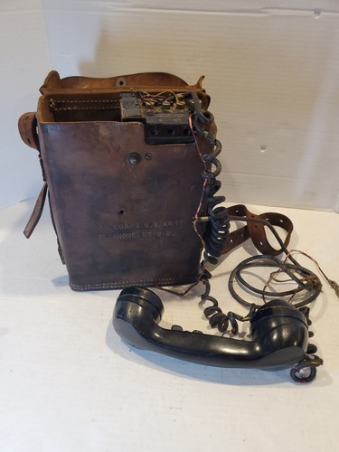 Signal Corps US Army Military Field Telephone EE-8-B Hand Crank Phone ...