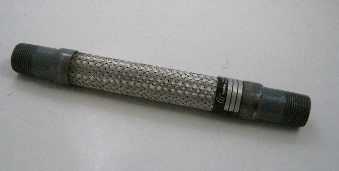 Flextech 1” I.D. X 12” L Flexible Metal Hose Assembly 1" MNPT ...