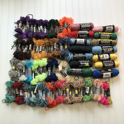 NEEDLOFT Plastic Canvas Yarn 100% Nylon 2 Ply Various Colors Total Lot ...