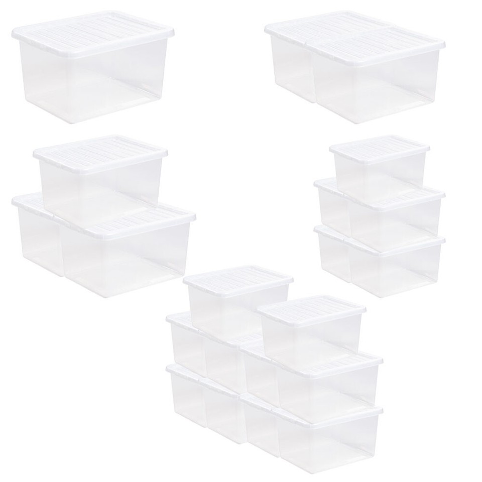 Wham Crystal Clear Plastic Storage Box Lid 4L|7L|11L|17L|25L Capacity ...