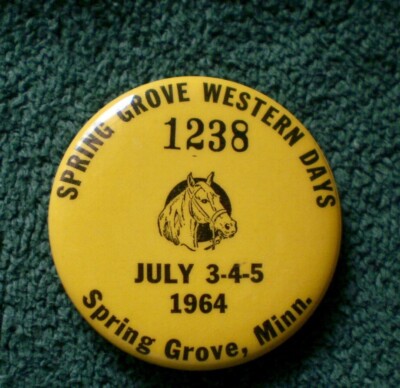 1964 Spring Grove Western Days Numbered July 3-5 1 3/4" Celluloid | eBay