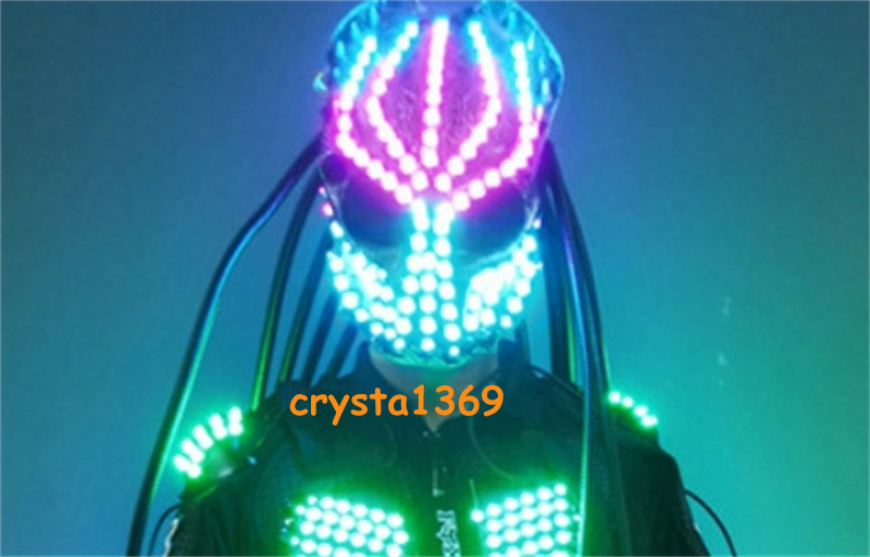 Hot Predator LED RGB Costume Robots Suit Stage Show Light Glow Full Set ...