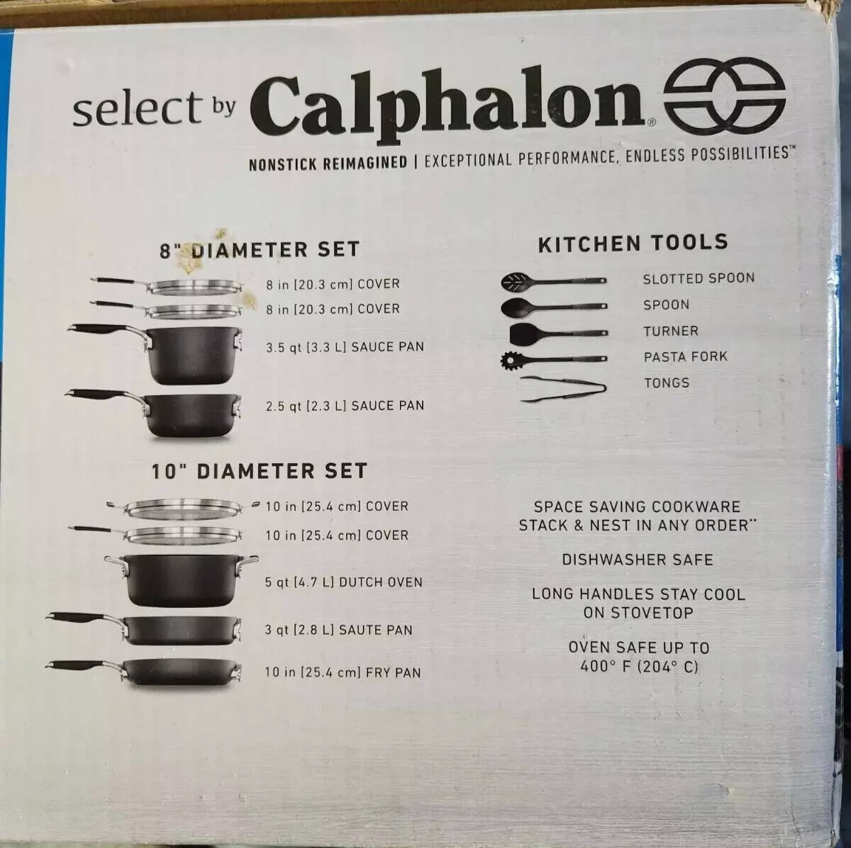 Calphalon Select Space-Saving Hard-Anodized Cookware Set - 14 Pieces ...