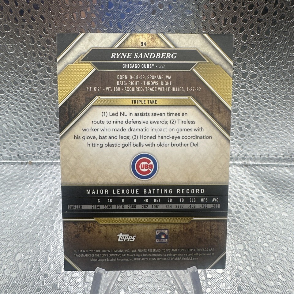 Ryne Sandberg 2017 Topps Triple Threads SAPPHIRE /25 - CHICAGO CUBS ...