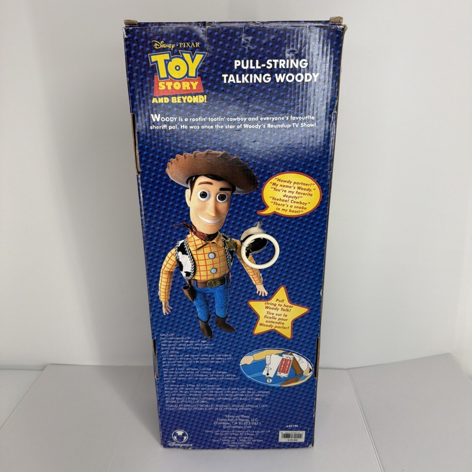 Disney Store Pull String Talking Woody Doll Toy Story w/ Box Hat Works ...