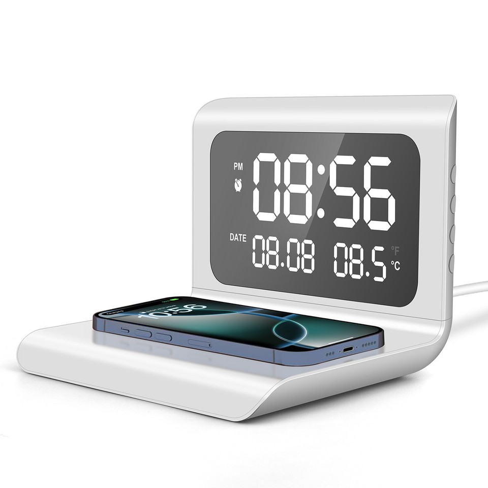 FDGAO Wireless Charger Dock Alarm Clock Thermometers For iPhone 16 X ...